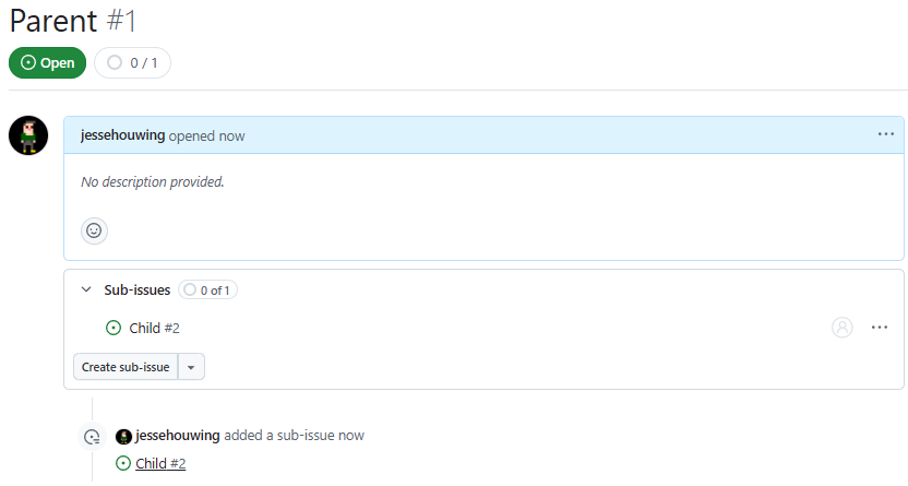 Create GitHub issue hierarchy using the API